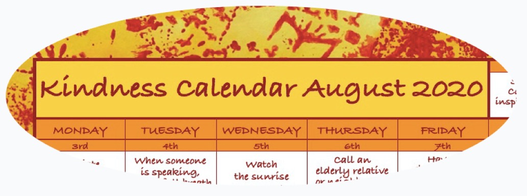 Kindness Calendar August 2020 – make today happy