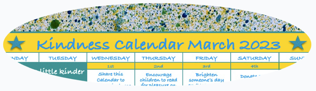 Kindness Calendar March 2023 – make today happy