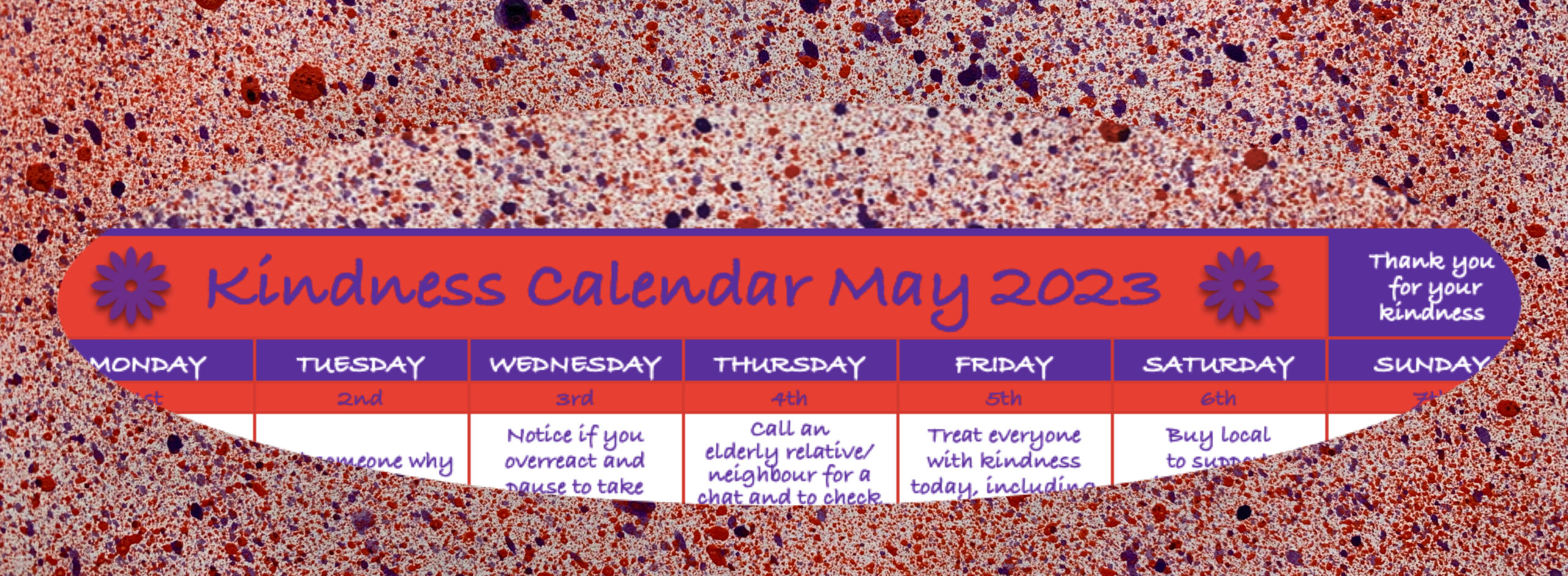 Kindness Calendar May 2023 – make today happy